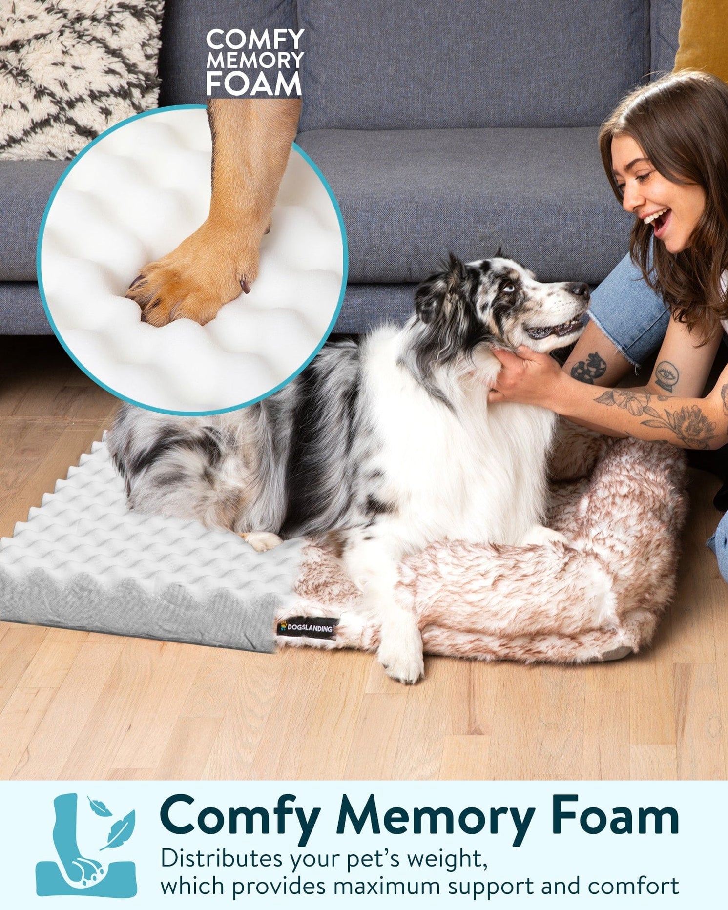 Memory Foam Dog Sofa | Washable Calming Dog Bed | Dogslanding